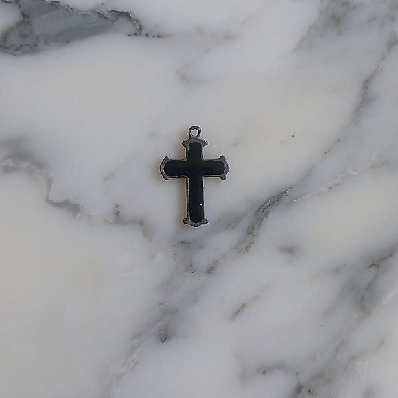 Source Unknown | Accessories | Black And Grey Metal Cross Twosided ...